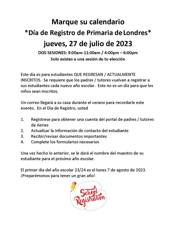 Mark Your Calendar: Registration Day! | Jack London Elementary